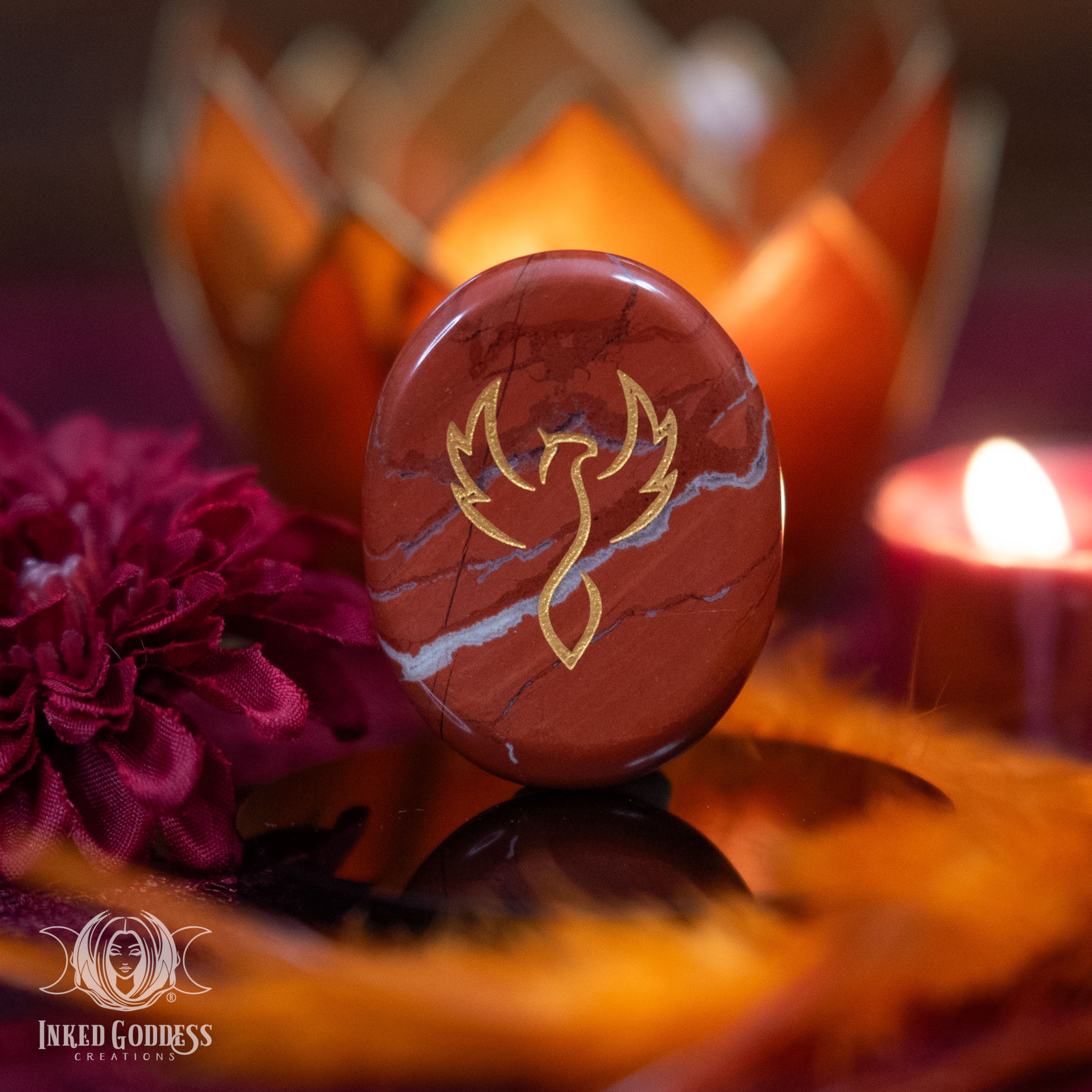 Red Jasper Phoenix Palm Stone for Calm Resilience Vibes – Inked Goddess Creations