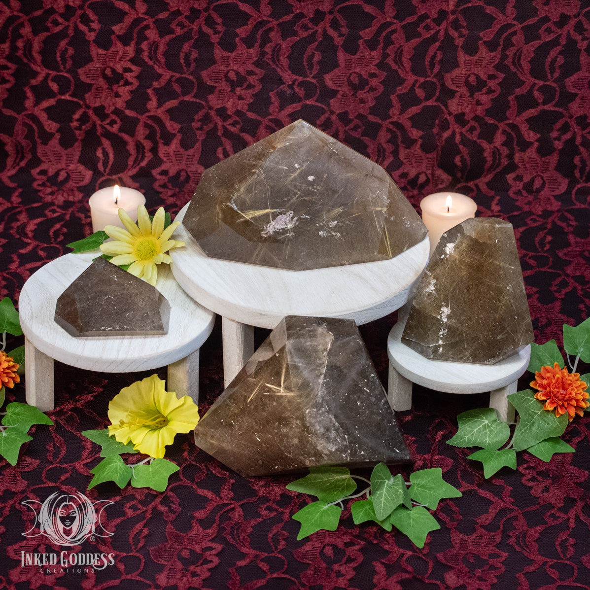 Rutilated Smoky Quartz Geometric Freeform for Higher Self Support – Inked Goddess Creations