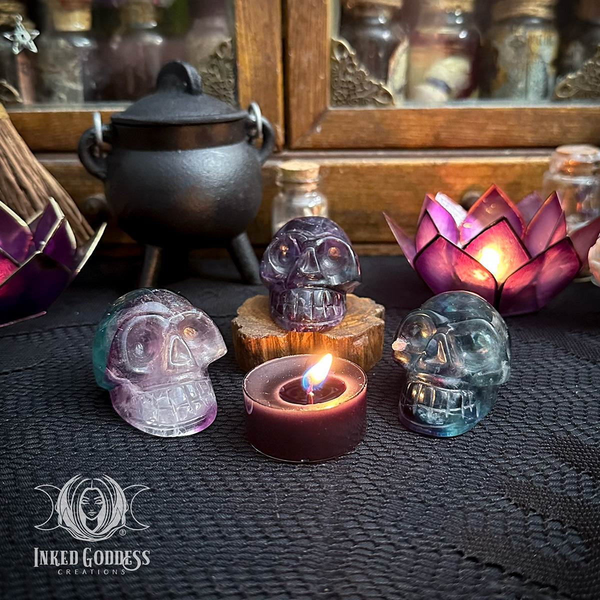 Dark Fluorite Skull for Focused Energy – Inked Goddess Creations