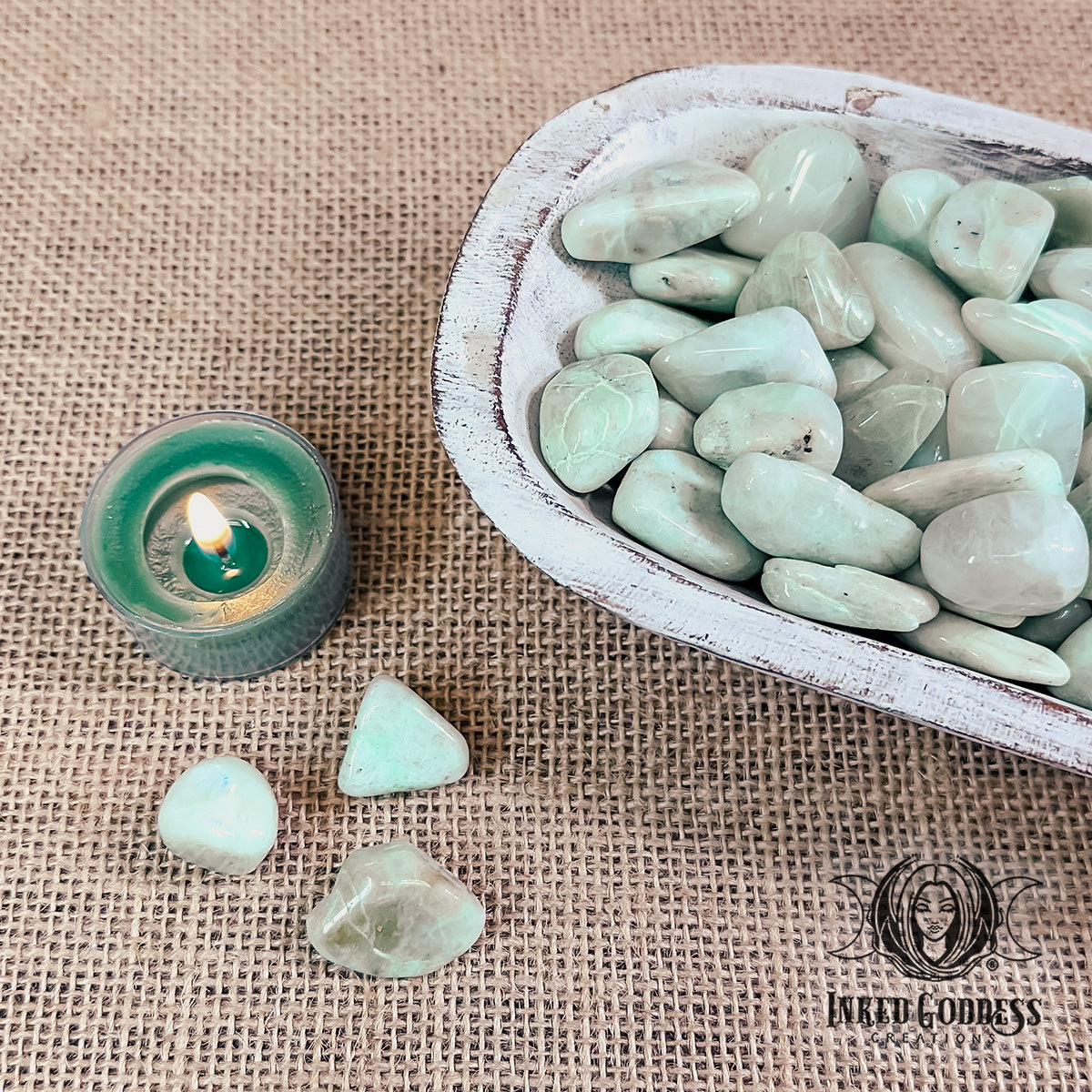 Green Moonstone (Garnierite) Tumbled Gemstone for Emotional Stability ...