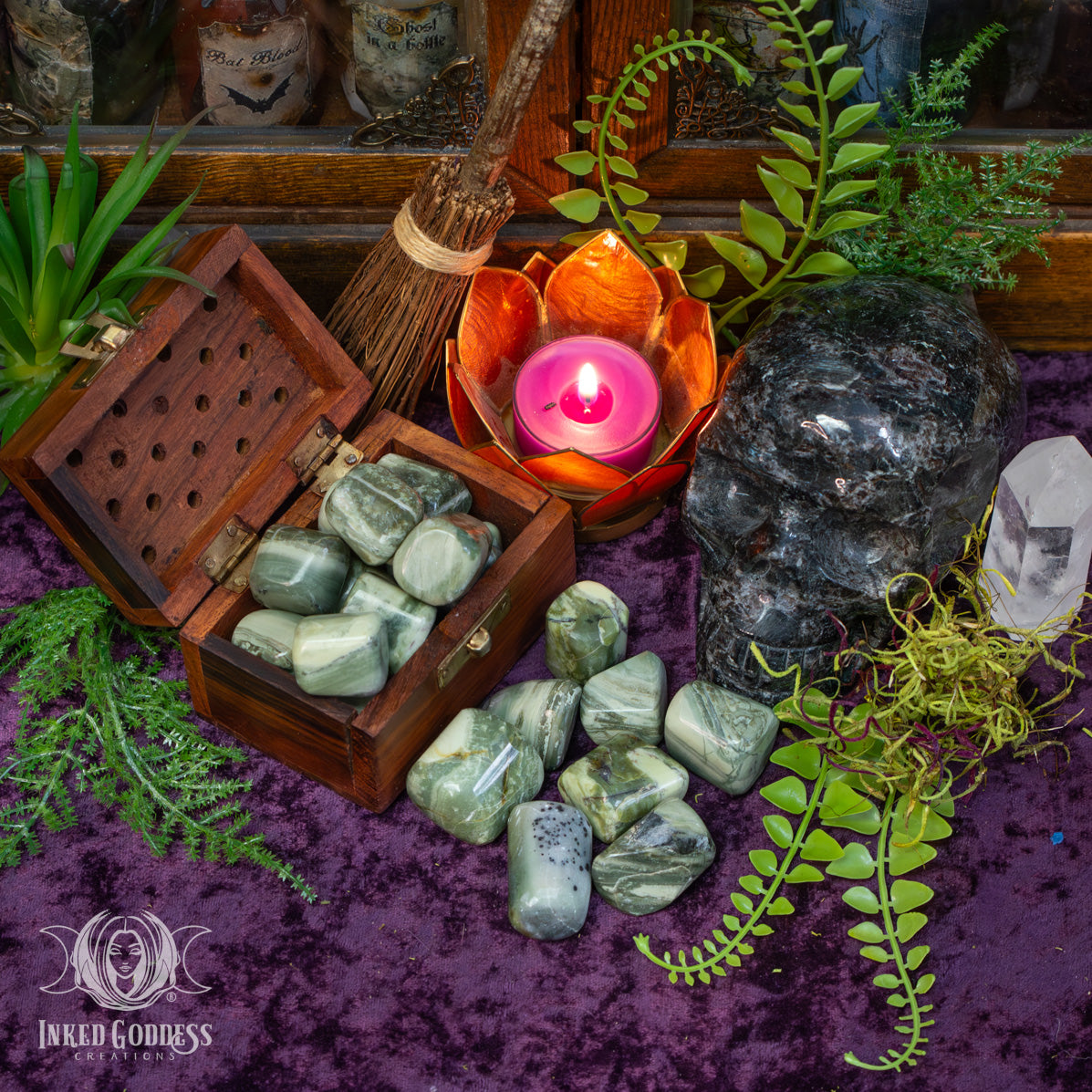 Infinite Serpentine Tumbled Gemstone for Grounding – Inked Goddess ...