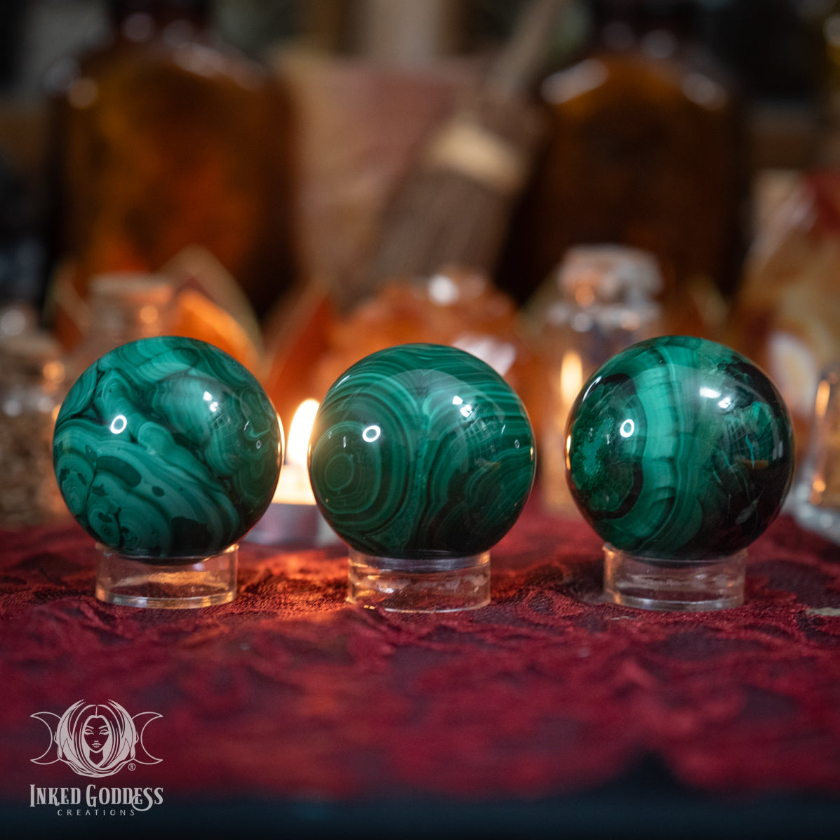 Malachite Polished Sphere for Energy Flow – Inked Goddess Creations