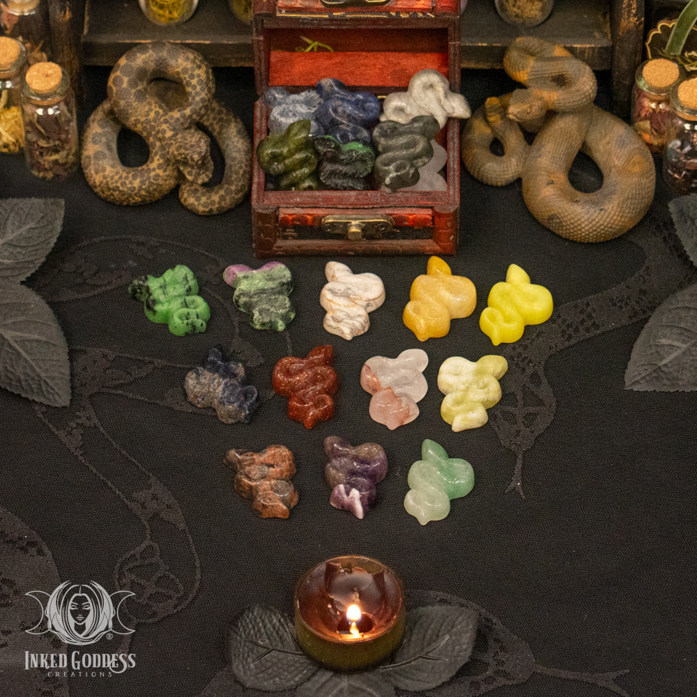 Mixed Gemstone Carved Mini Snake for Divine Feminine Empowerment ...