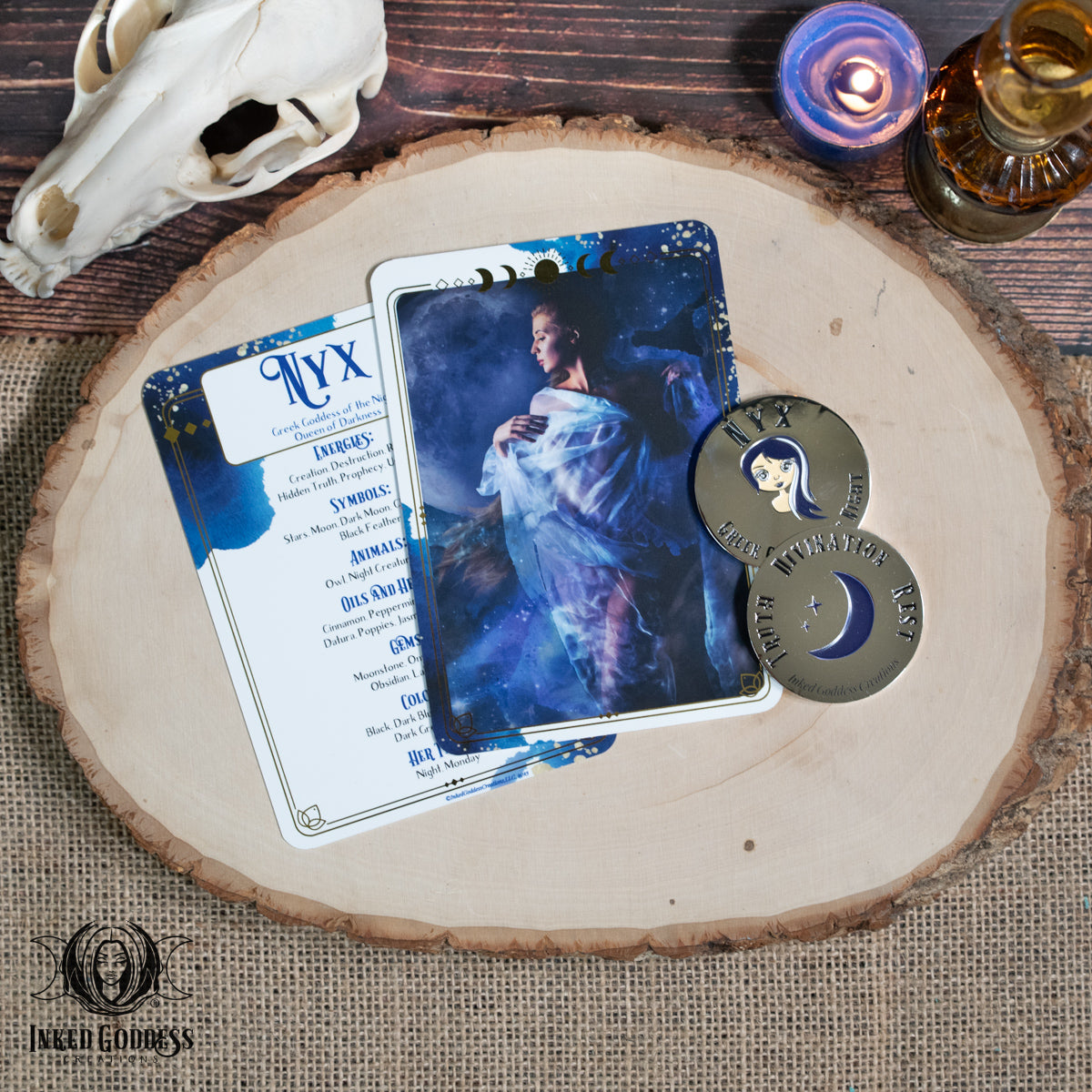 Nyx Altar Card & Coin Set for Honoring the Goddess of Night – Inked ...