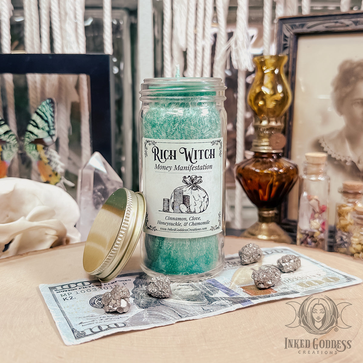 Rich Witch Mini Jar Candle for Money Manifestation – Inked Goddess ...
