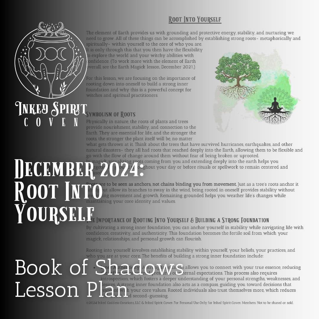 December 2024- Root Into Yourself Book of Shadows Pages- Inked Spirit ...