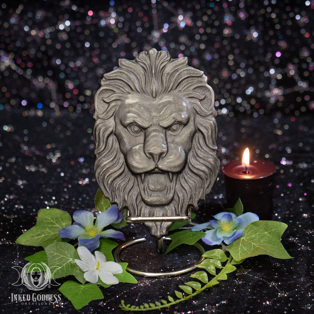 Silver Sheen Obsidian Lion's Head Carving for Powerful Protection ...
