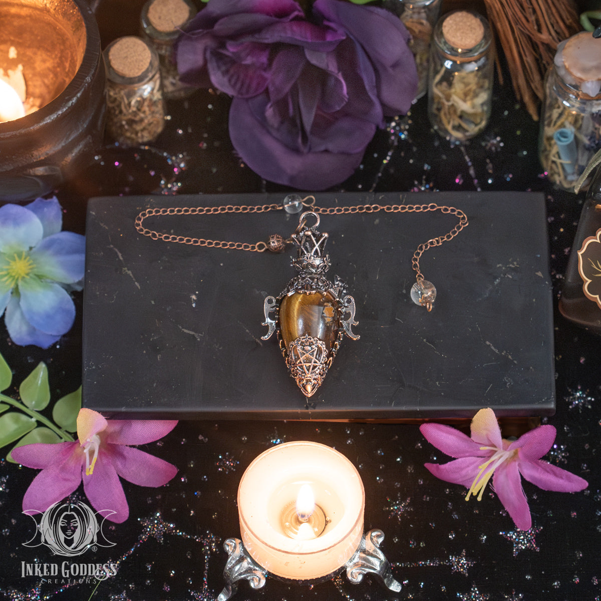 Tiger's Eye Witchy Pendulum for Courageous Readings – Inked Goddess ...