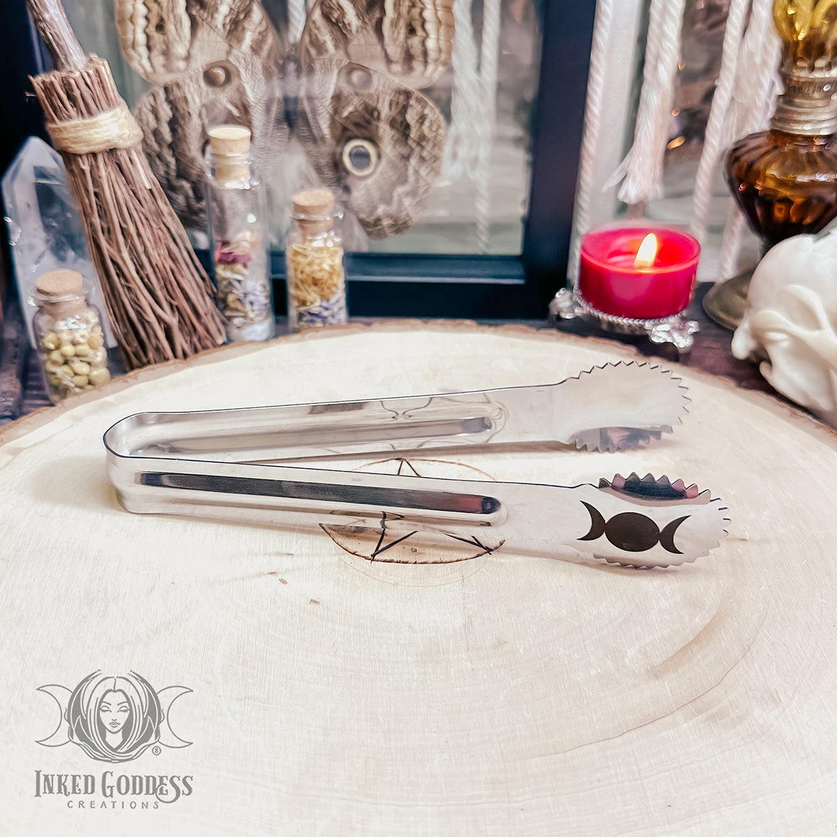 Triple Moon Tongs for Herbal Magick – Inked Goddess Creations