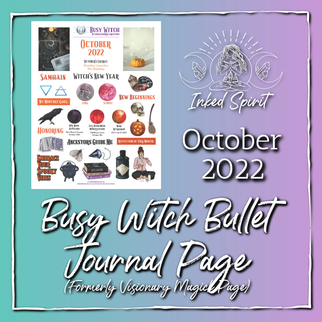 October 2022 Busy Witch Magick Bullet Journal Page- Inked Spirit