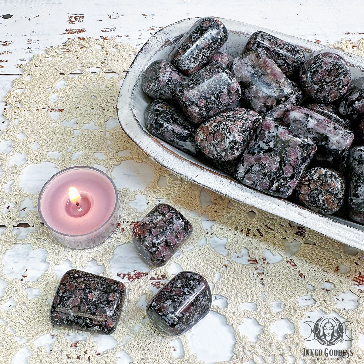 Spinel in Biotite Matrix Tumbled Gemstone for Inspiration